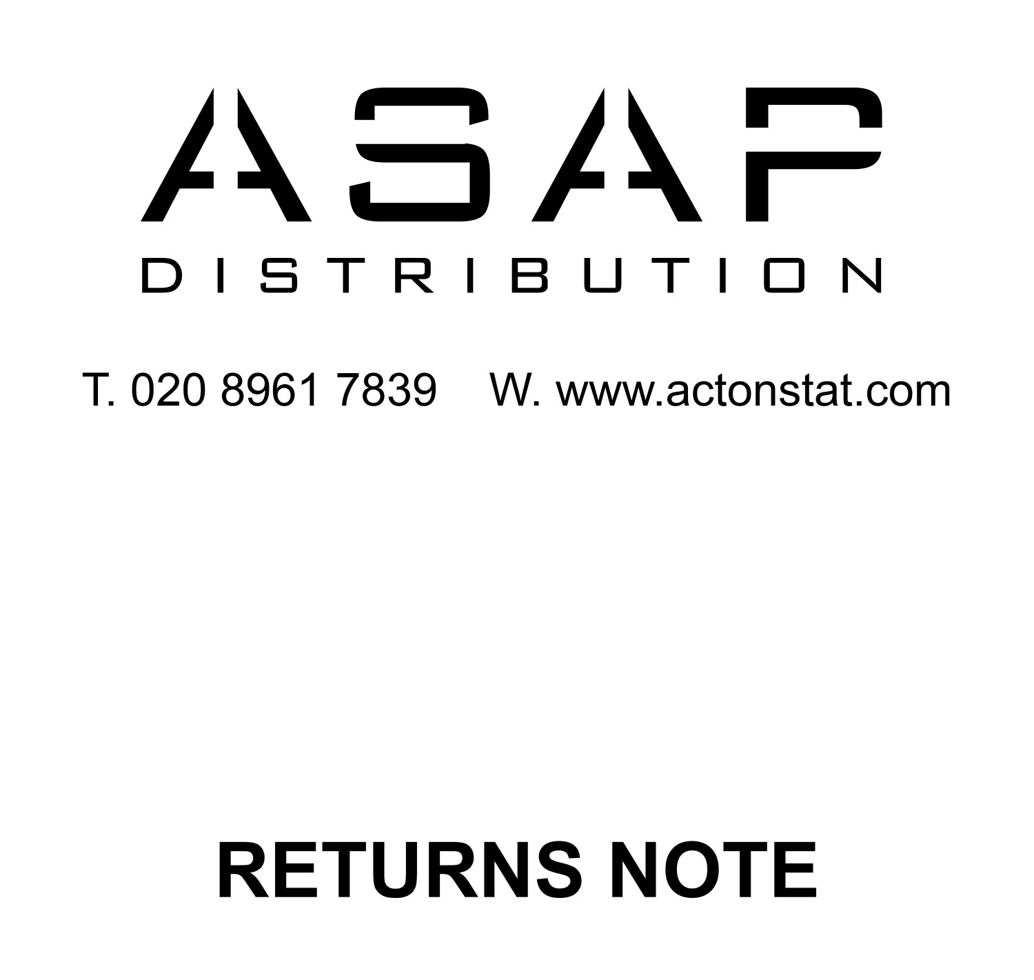 BLANK Returns Notepad - ASAP Distribution - Film and TV Consumables ...