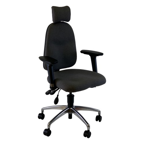 UNI 1 Ergonomic Task Operator Chair Xtreme Havana Black fabric Chrome ...