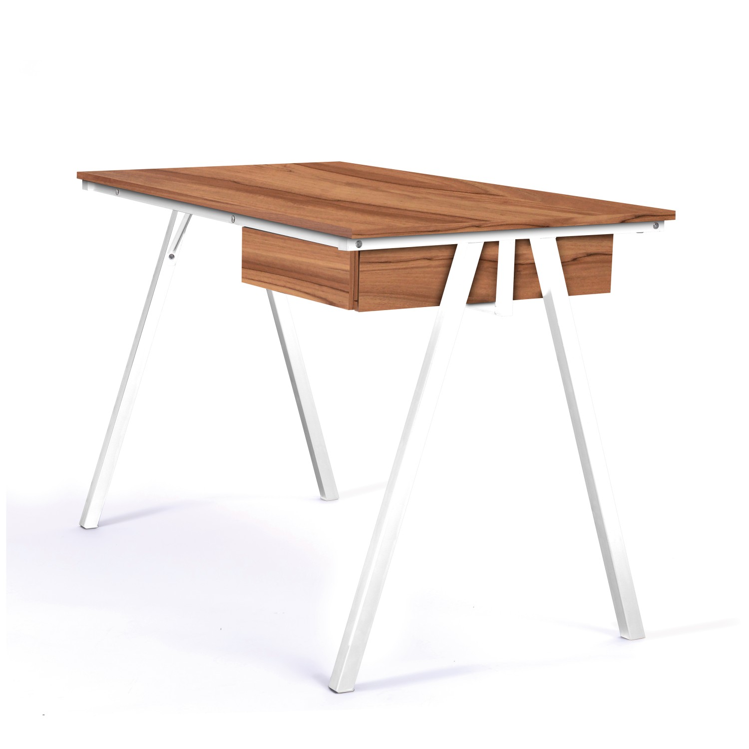 Ural Compact Workstation with Suspended Underdesk Drawer - White Frame ...