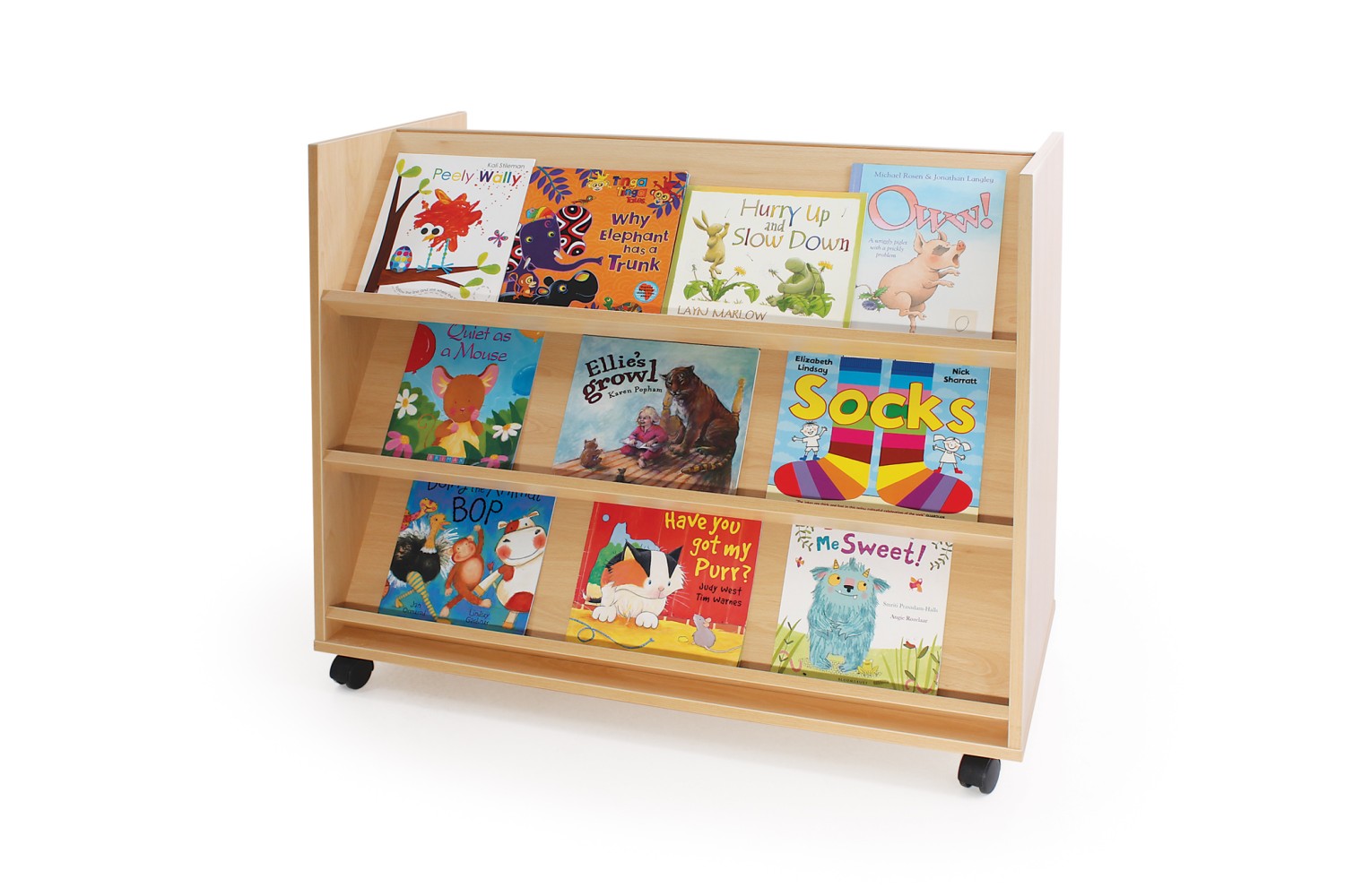Library Bookcase Trolley 3 Horizontal + 3 Diagonal Shelves - Office Monster