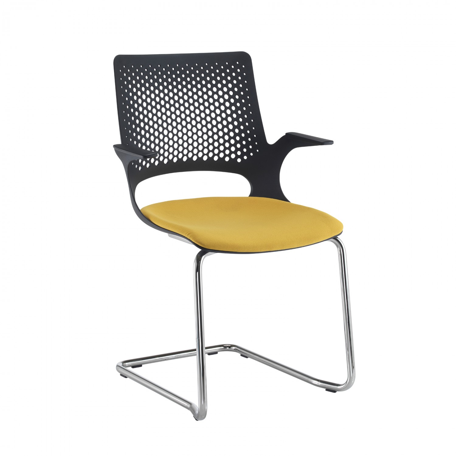 Solus designer cantilever meeting chair with upholstered seat, chrome ...
