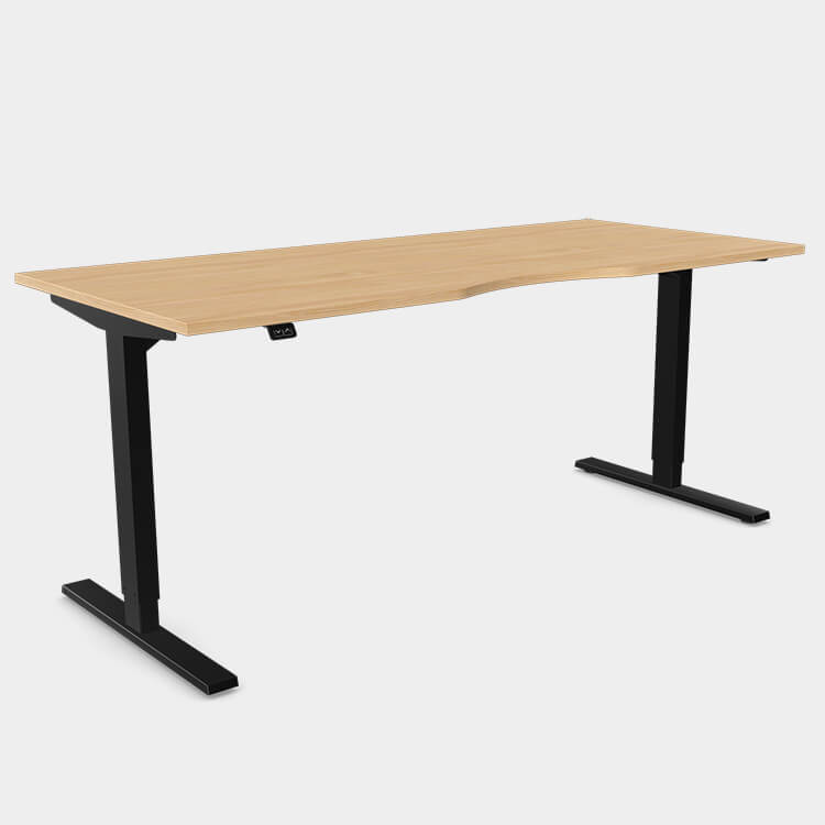 Zoom Single Height Adjustable Desk - Double purpose scallop, 1600 x ...