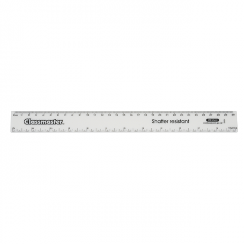 Clear Shatterproof Plastic Ruler 30cm