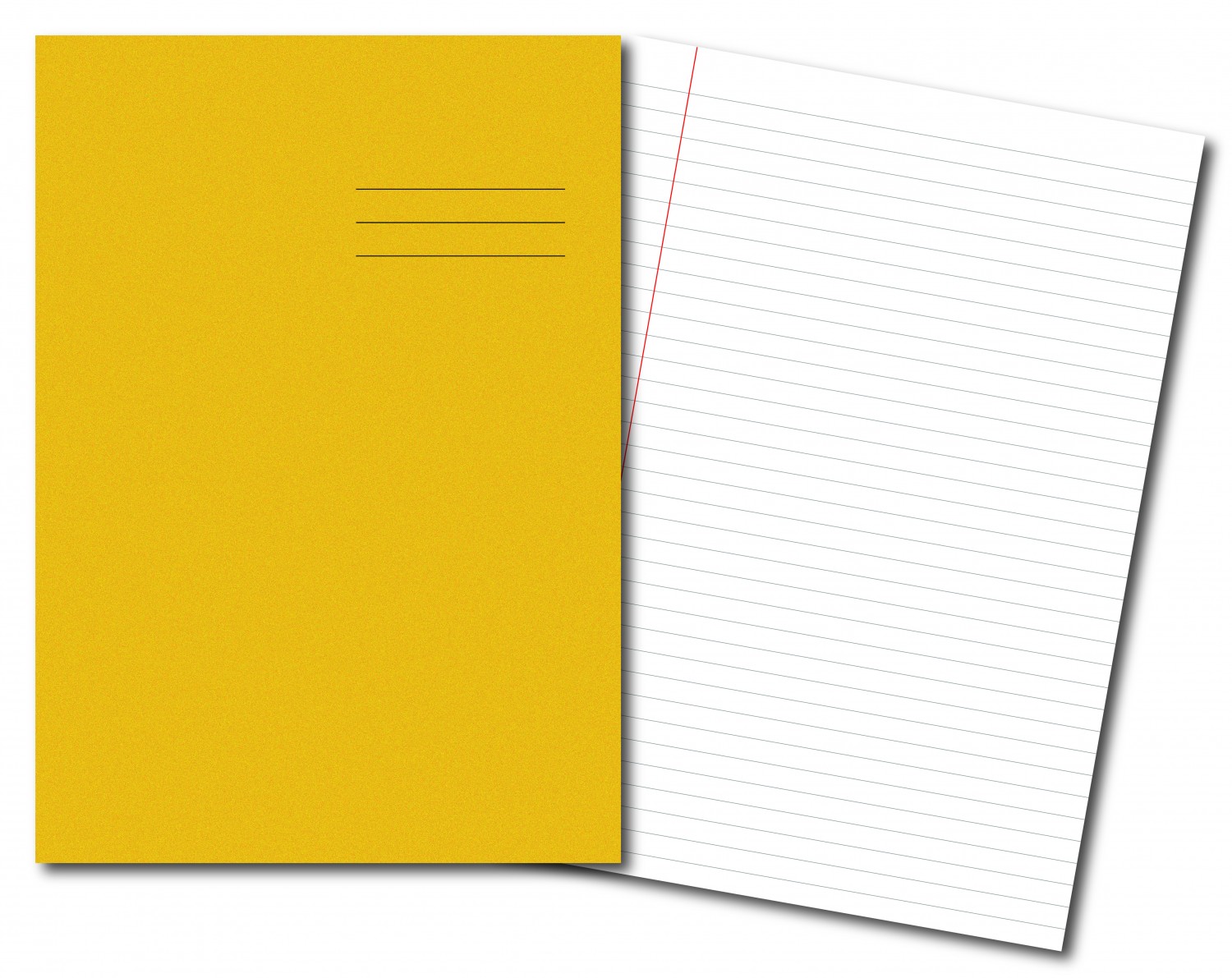 A4 YELLOW 15mm ruled and margin 64 Page Exercise Book