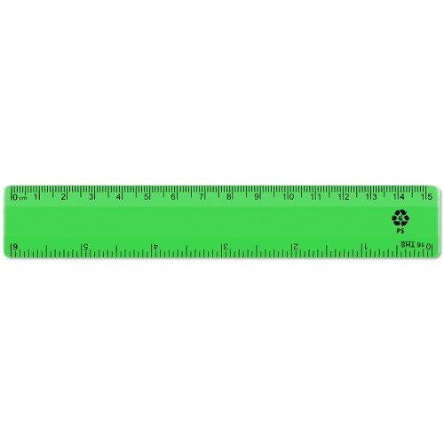 GREEN Recycled Coloured Ruler 6" /15cm