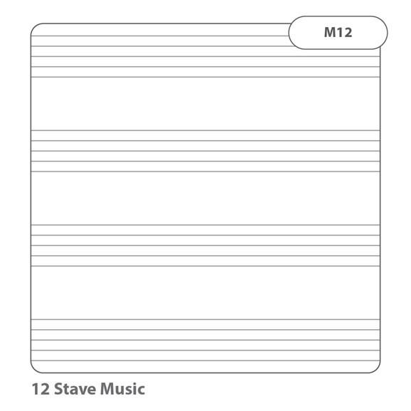 A4 Music Paper, 12 Stave Manuscript, 2 Hole Punched - 1 Ream (500 Sheets)
