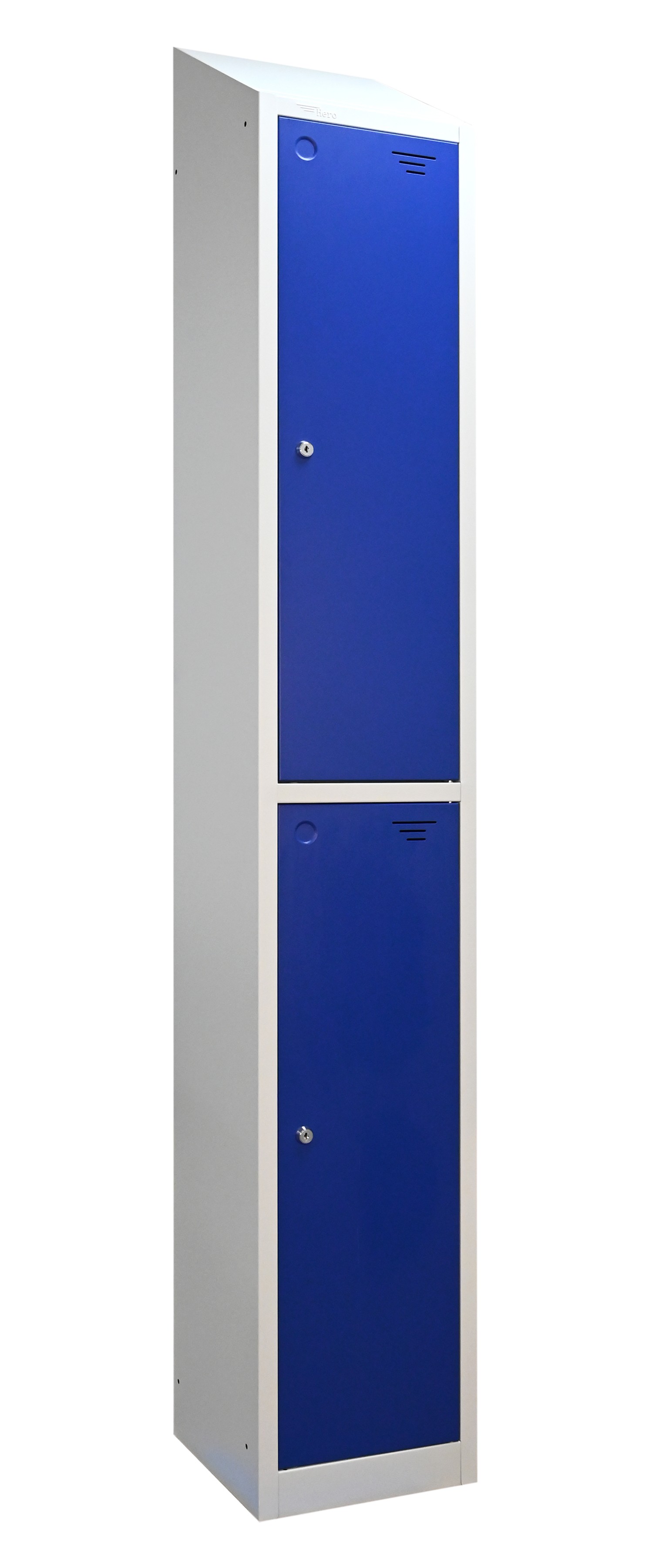 2 Door Locker H1950mm x W300 x D450 Blue Doors and Sloping Top