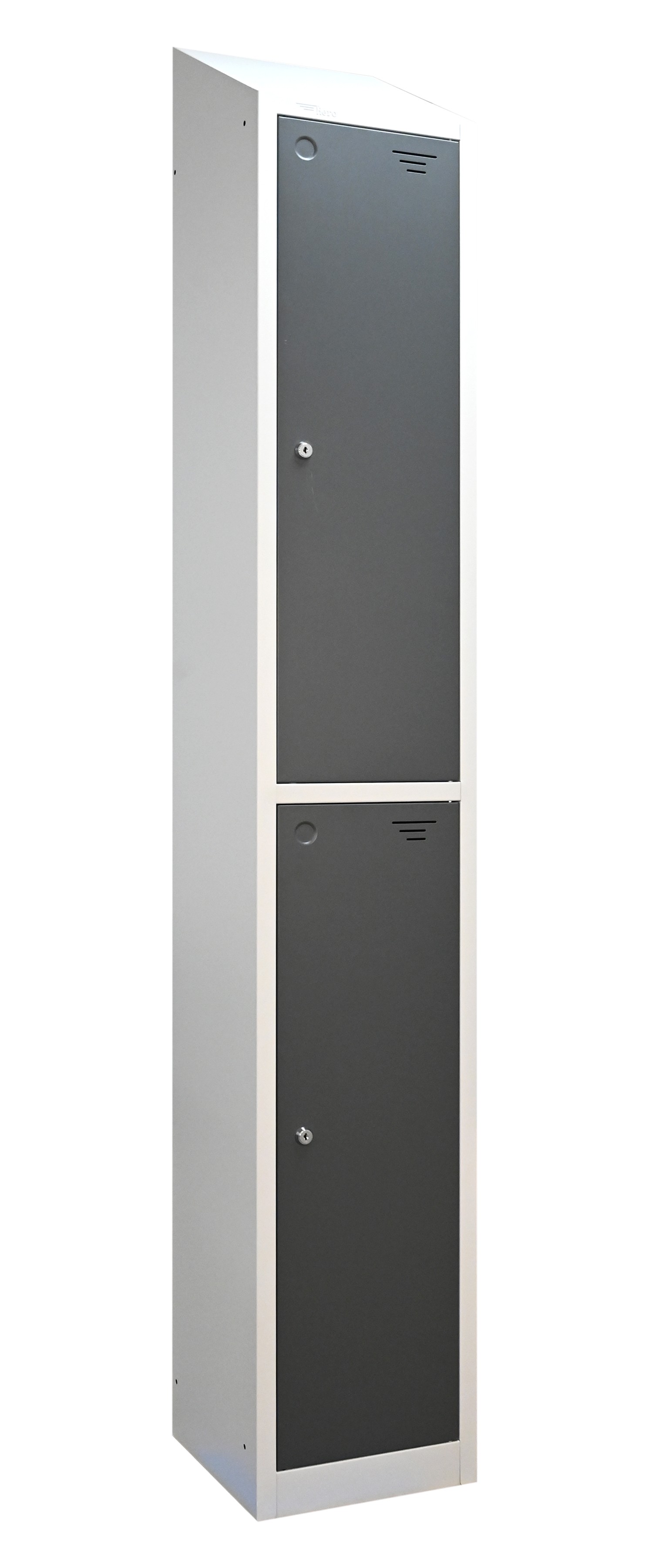 2 Door Locker H1950mm x W300 x D450 Dark Grey Doors and Sloping Top