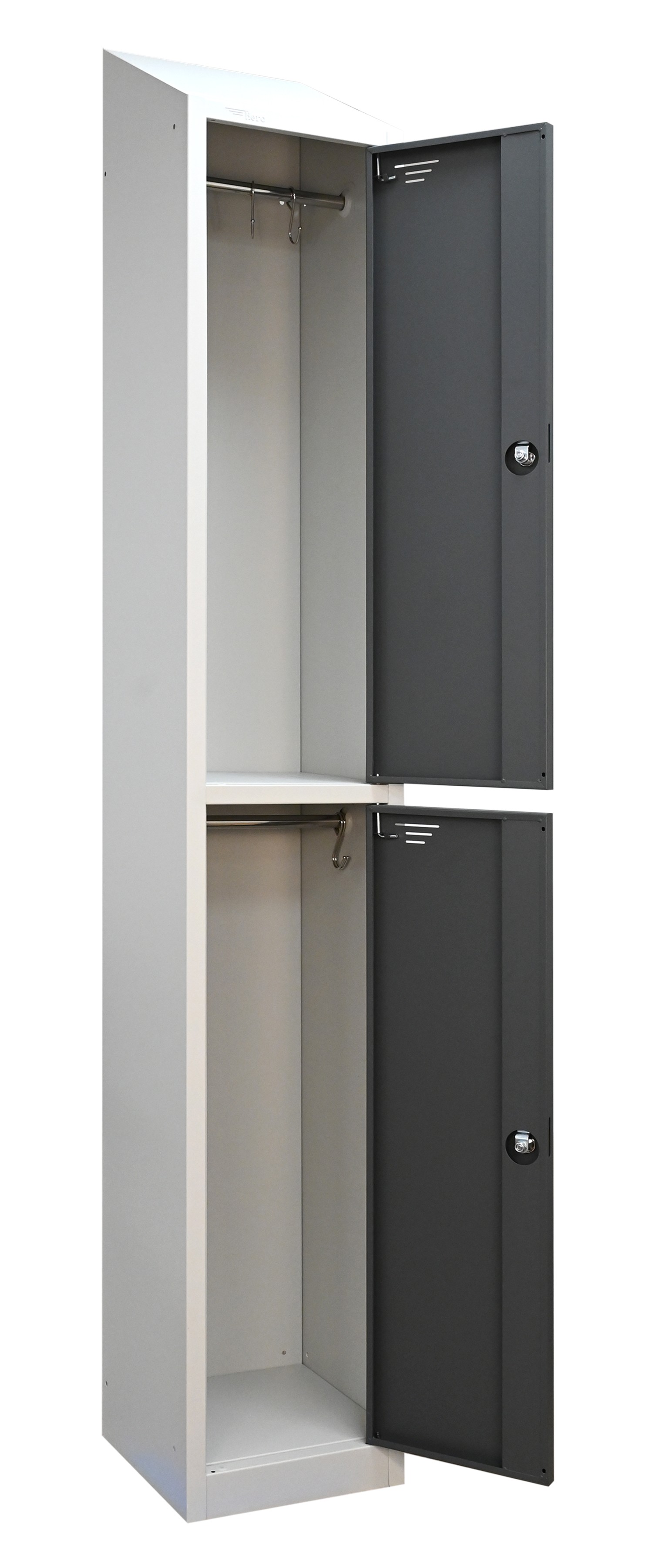 2 Door Locker H1950mm x W300 x D300 Dark Grey Doors and Sloping Top