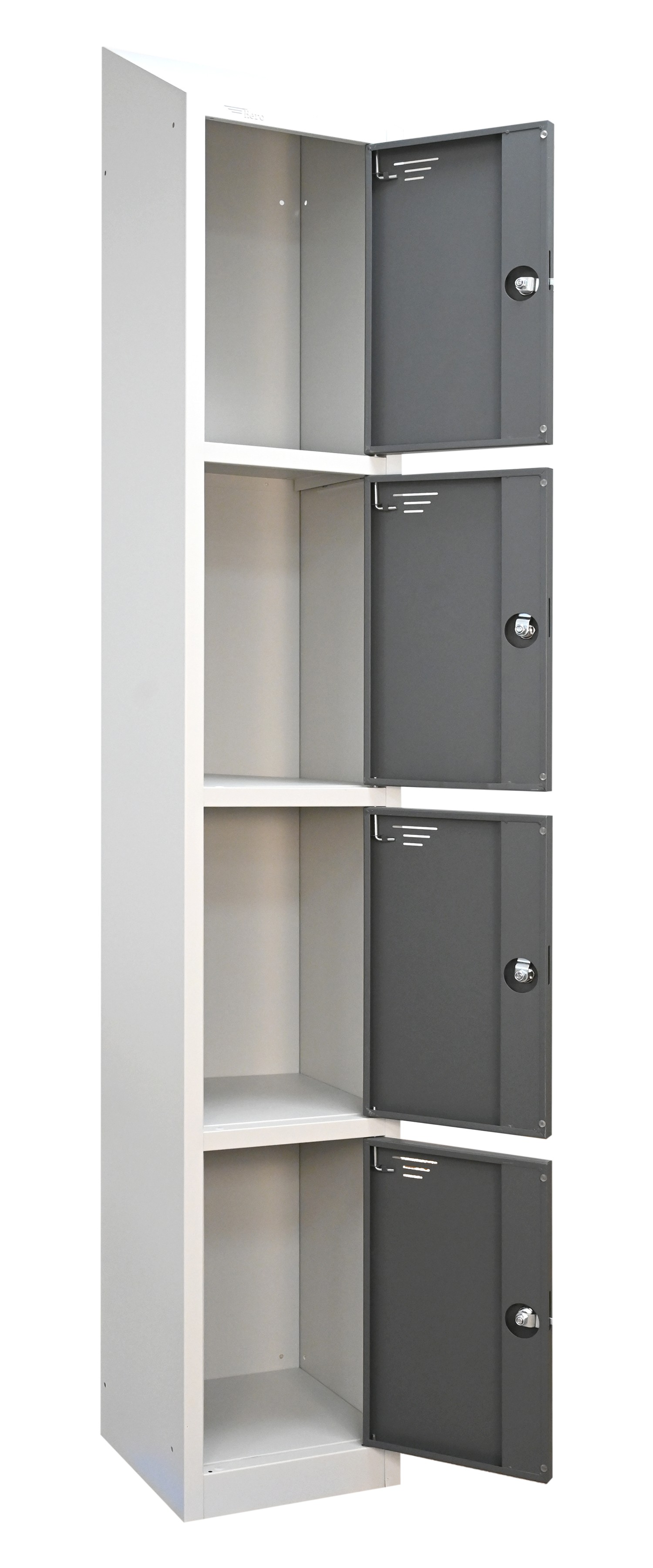 4 Door Locker H1950mm x W300 x D450 Dark Grey Doors and Sloping Top