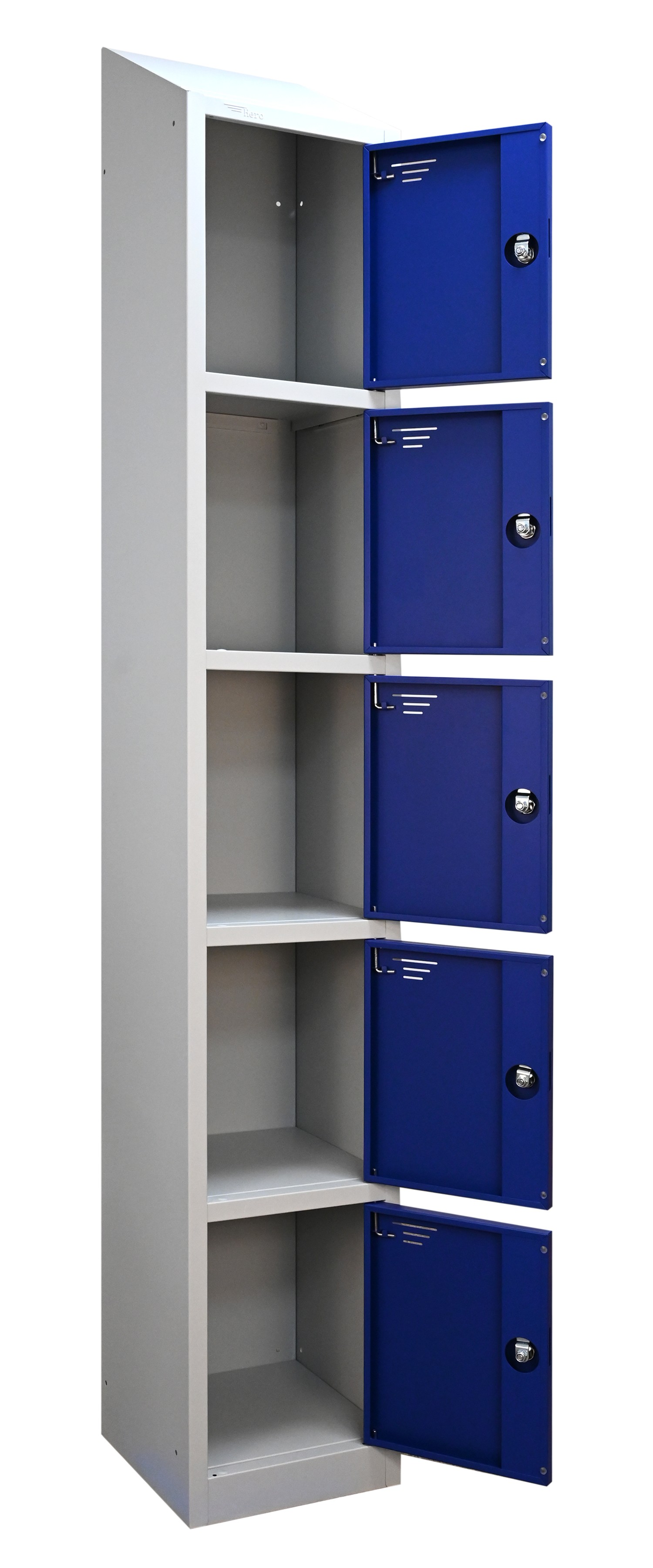 5 Door Locker H1950mm x W300 x D300 Blue Doors and Sloping Top