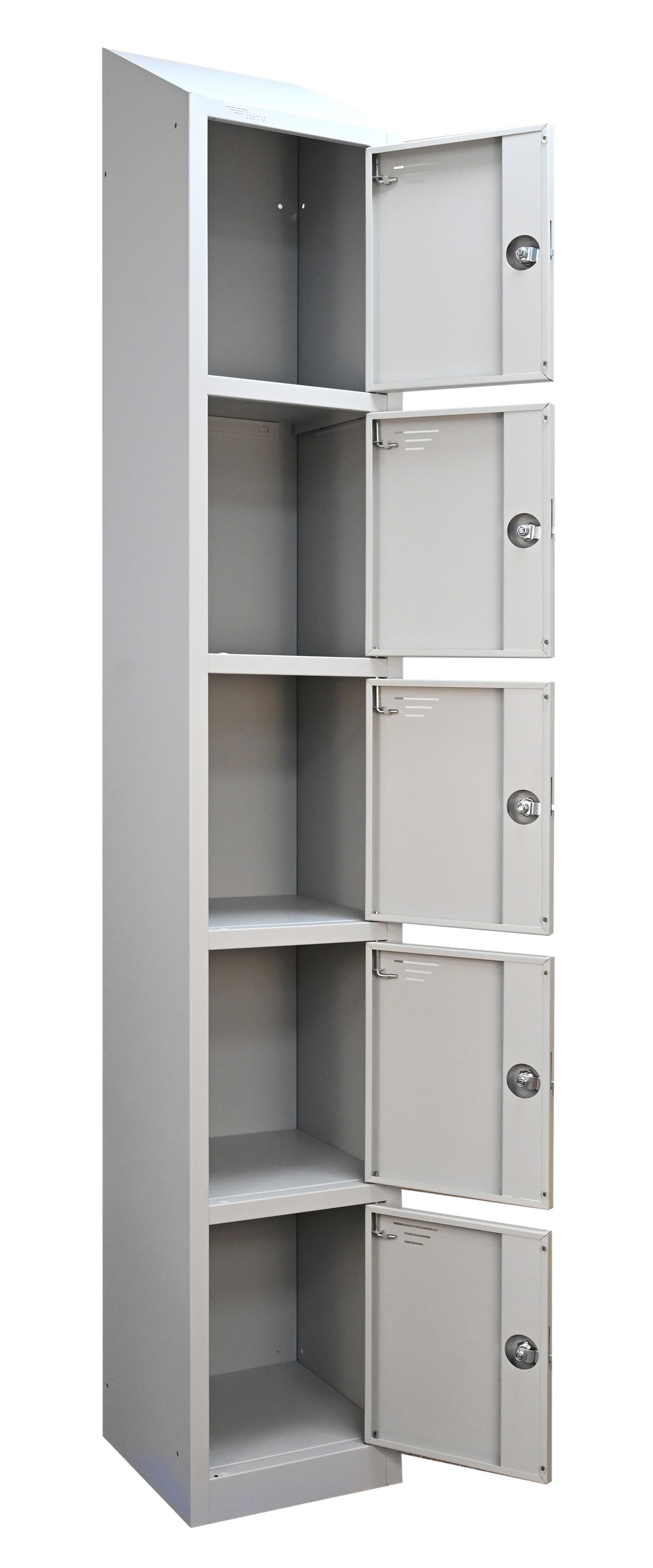5 Door Locker H1950mm x W300 x D300 Grey Doors and Sloping Top