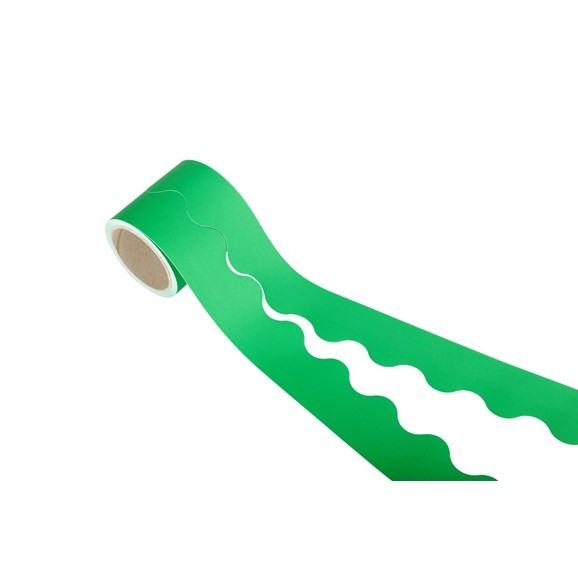 EduCraft Scalloped Card Border Rolls - 57mm x 15m - Green Roll
