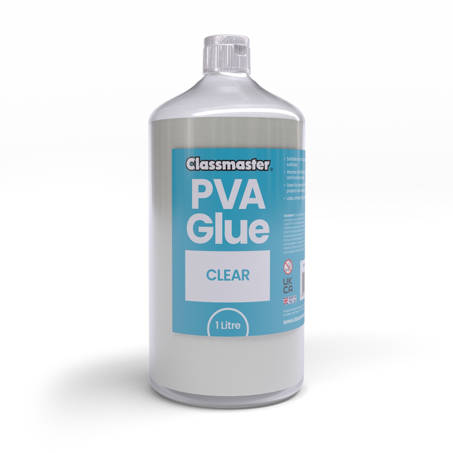 1 litre Classmaster PVA Glue - Clear Washable