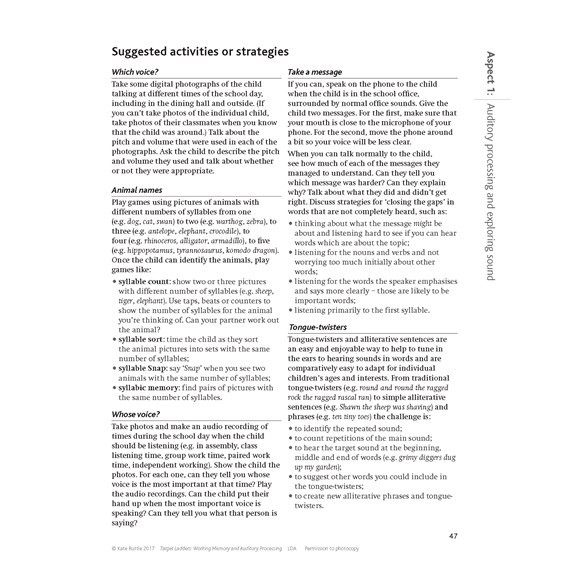 Target Ladders: Working Memory and Auditory Processing