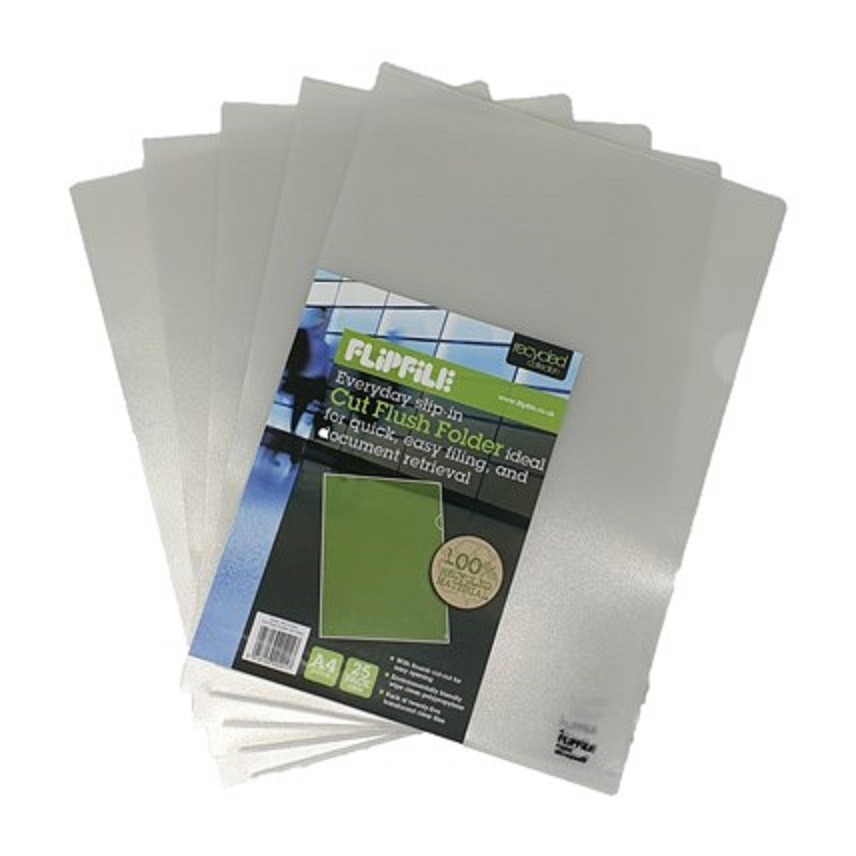 Flipfile Recycled Cutflush Folder A4 Clear - Pack x25