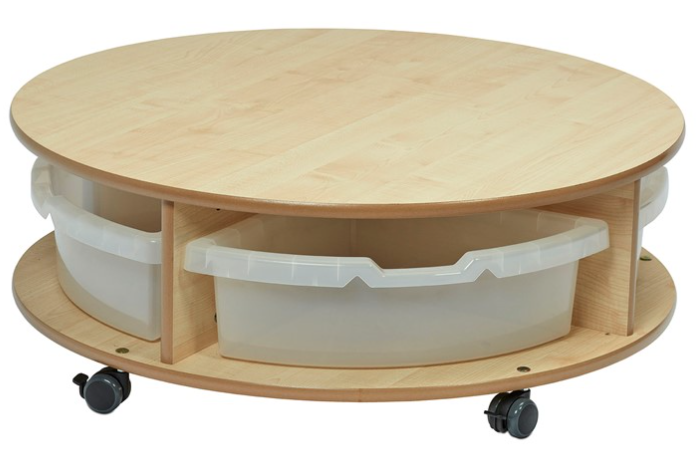 Millhouse Single Tier Mobile Circular Storage Unit - 4x clear tubs