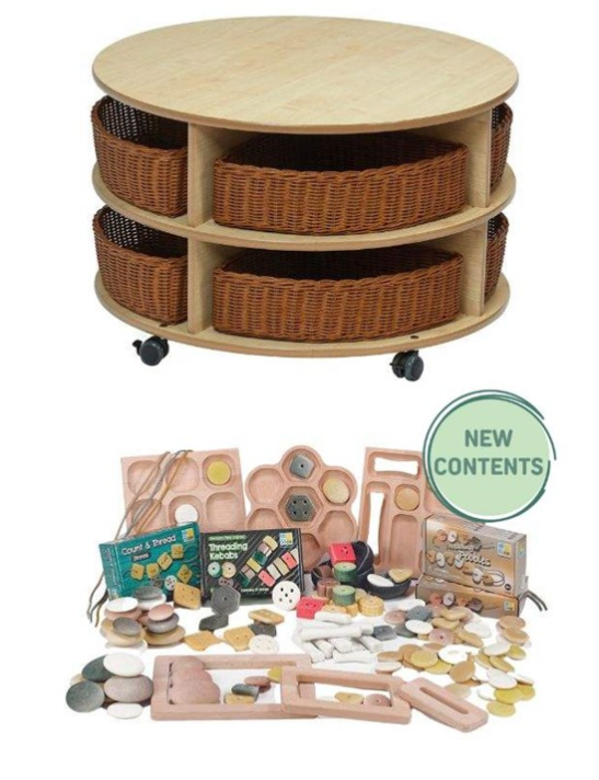 Millhouse Double Tier Mobile Circular Storage Unit - 8x Wicker Baskets ...