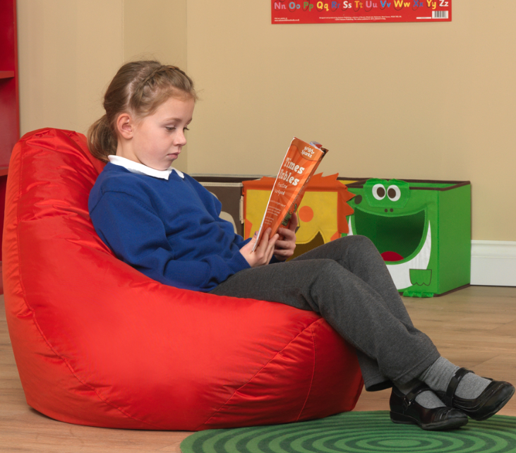 Childrens Bean Bag Reading Chair - Red