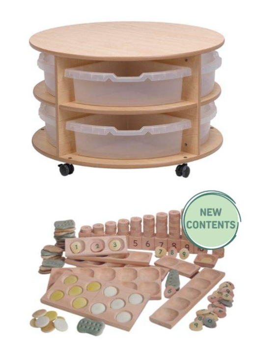 Millhouse Double Tier Mobile Circular Storage Unit - 8x Clear Tubs plus ...