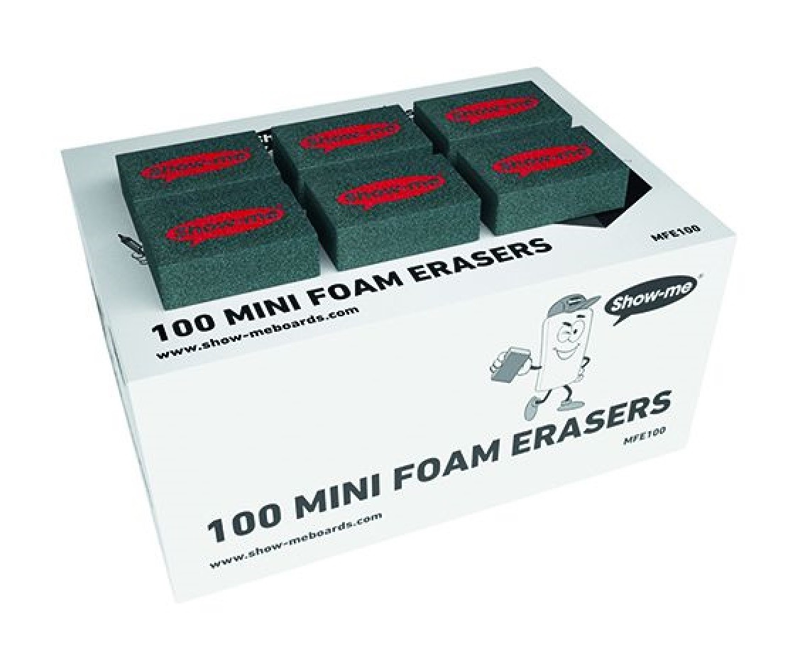 Show-Me Mini Foam Whiteboard Erasers - 75 x 50 x 25mm - Bulk Pack of 100