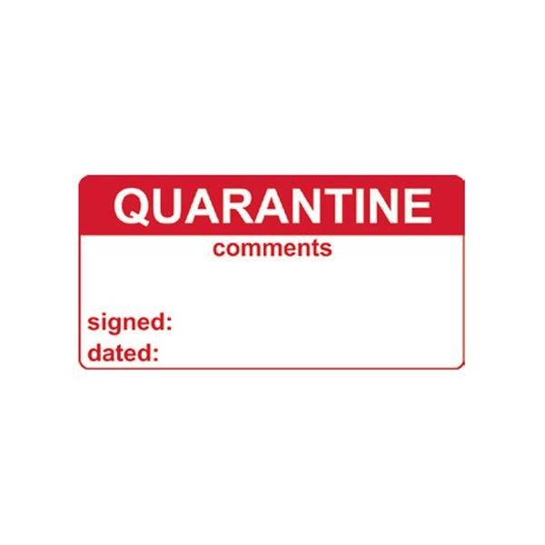 Quarantine & Comments Labels (50x25mm Roll Of 250) - Docucare Office ...