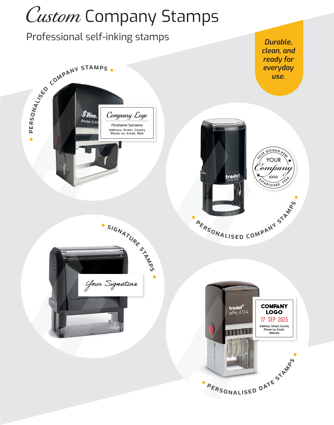 Custom Company Stamps - Pat Hennerty Sales - Office Supplies