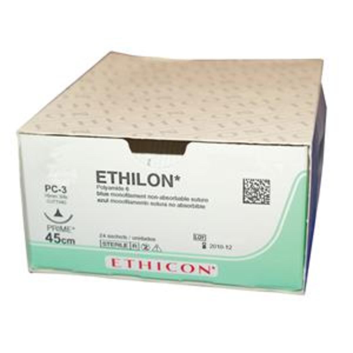Ethilon Suture 40 3/8 Circle Reverse Cutting Needle Black 19mm Needle ...