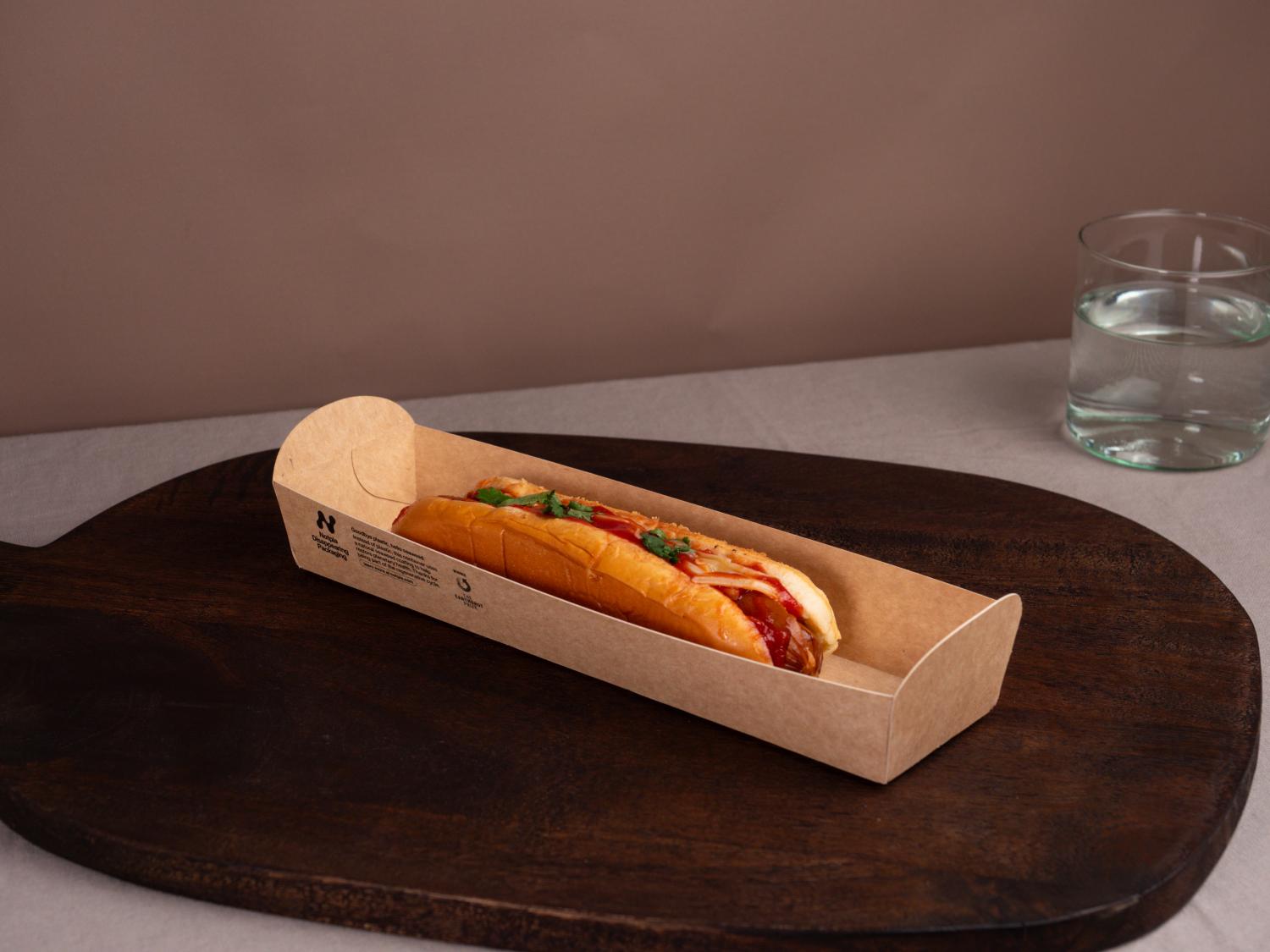 Notpla Hot Dog Tray 10x3” Brown (320)