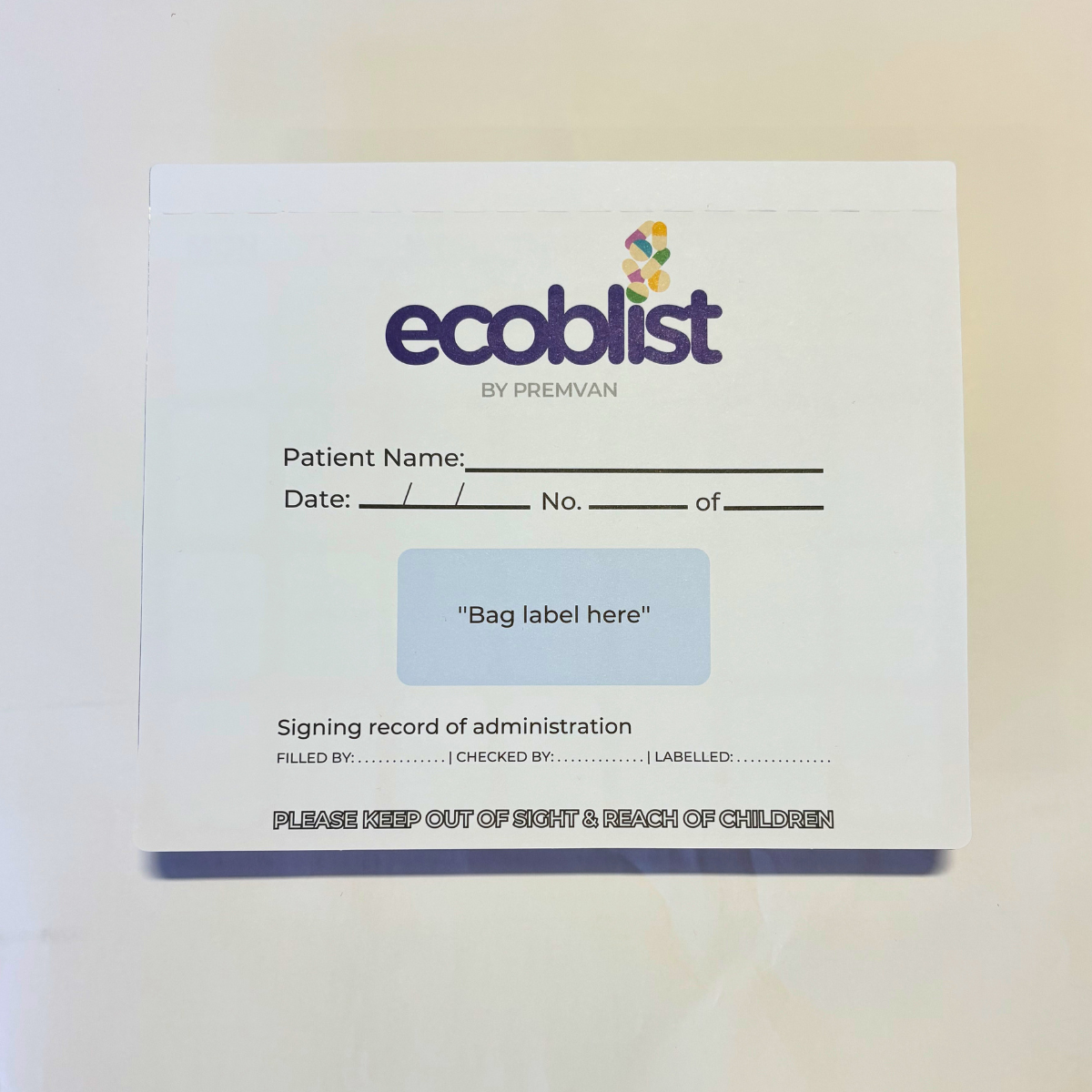 Ecoblist Weekly Medication Covers | MDS Tray Labels x50