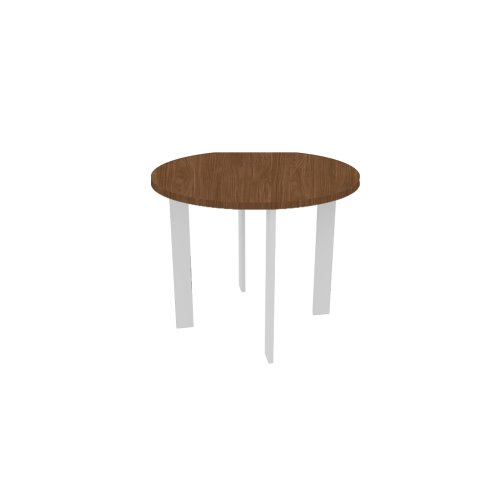 SAFRA Round Table White Legs 800mm Dia Walnut top