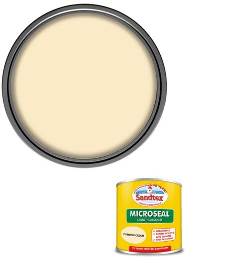 Sandtex Microseal Seal Smooth Masonry Paint Test Pot Cornish Cream 150ml
